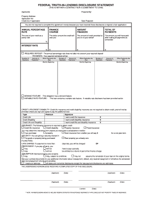 Fillable Online FEDERAL TRUTHINLENDING DISCLOSURE STATEMENT Fax Email ...
