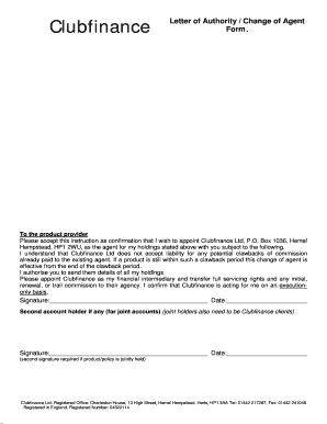 Fillable Online Change of Agent Form Fax Email Print - pdfFiller