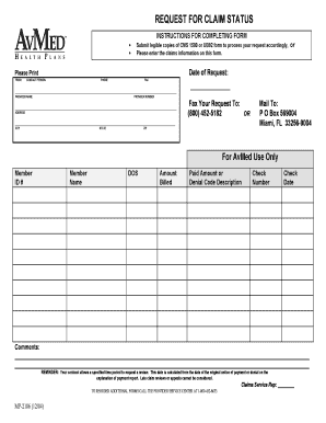 Avmed Claim Status - Fill and Sign Printable Template Online