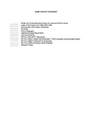 Fillable Online SAMC PACKET CHECKLIST Fax Email Print - pdfFiller
