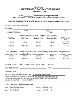 Fillable Online Order Form for Ads Fax Email Print - pdfFiller