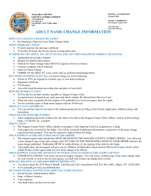 Fillable Online ADULT NAME CHANGE INFORMATION Fax Email Print - pdfFiller