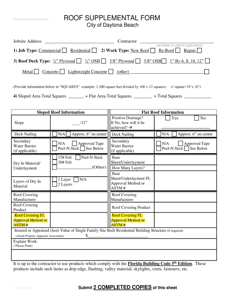 Fillable Online ROOF SUPPLEMENTAL FORM - CivicPlus Fax Email Print ...