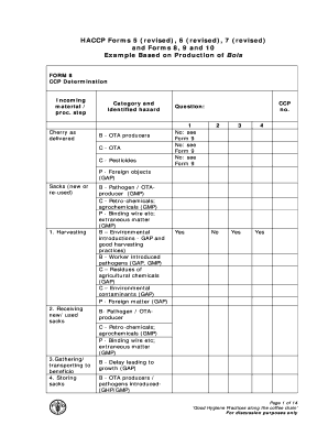 Fillable Online HACCP Forms 5 (revised), 6 (revised), 7 (revised) Fax ...