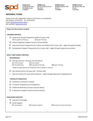 Fillable Online spd org Referral Form - SPD Fax Email Print - pdfFiller