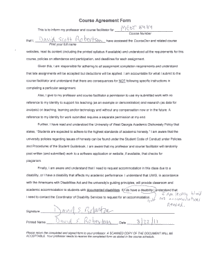 Fillable Online Course Agreement Form Fax Email Print - pdfFiller