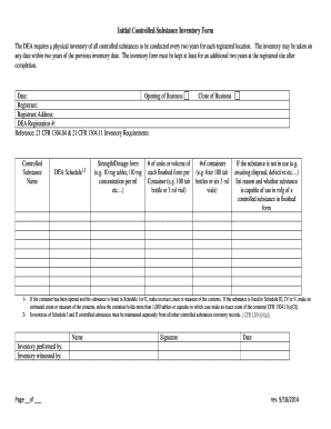 Fillable Online temple Initial Controlled Substance bInventory Formb Fax Email Print - pdfFiller