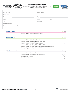 Fillable Online Matrx Backs Order Form - Freedom Designs Inc Fax Email ...