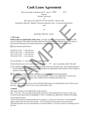 Fillable Online Cash Lease Agreement - kramerauctioncom Fax Email Print ...