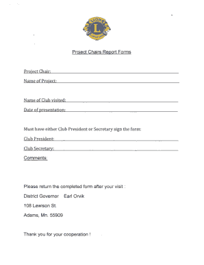 Fillable Online lions5m1 Project Chairs Report Forms - lions5m1org Fax ...