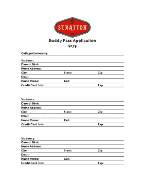 Fillable Online Buddy Pass Application - Intrawest Fax Email Print ...