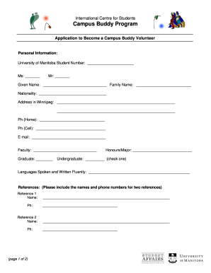 Fillable Online umanitoba Campus Buddy Program - University of Manitoba ...