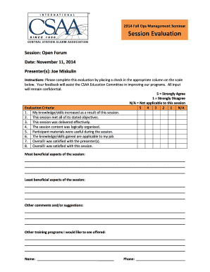 Fillable Online Session Evaluation Fax Email Print - pdfFiller