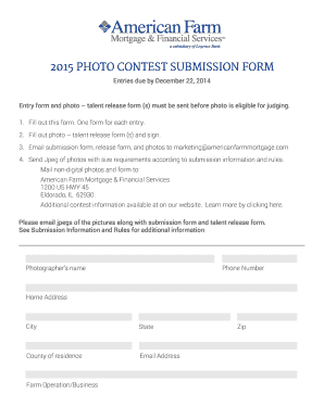 Fillable Online 2015 PHOTO CONTEST SUBMISSION bFORMb - American bFarmb ...