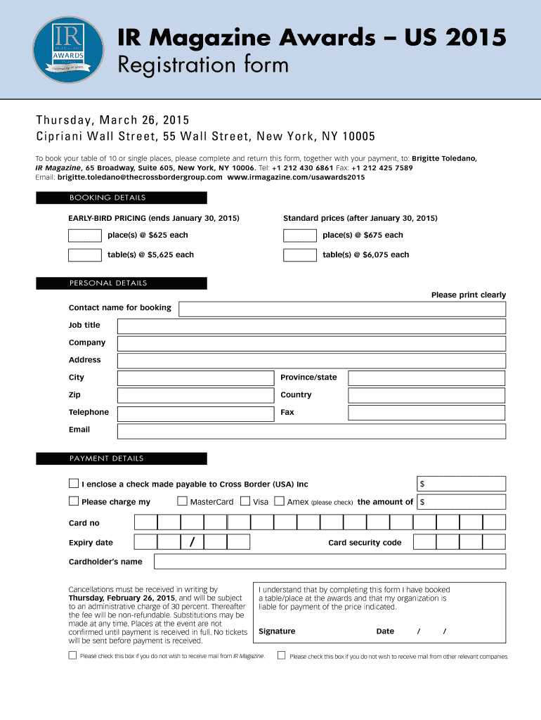 Fillable Online Registration form - IR magazine Fax Email Print - pdfFiller