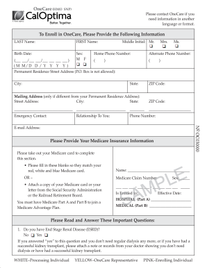Fillable Online caloptima Spanish Enrollment FORM - CalOptima ...