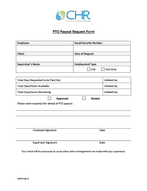 Fillable Online PTO Payout Request Form - continuumhrcom Fax Email ...