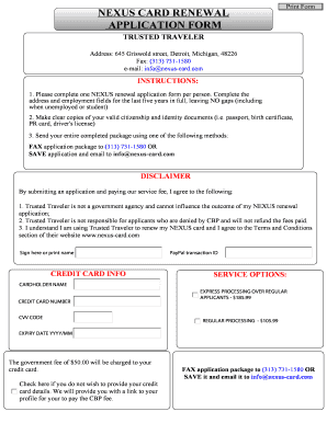 Nexus Card Renewal Paperwork Pdf - Fill Online, Printable, Fillable ...