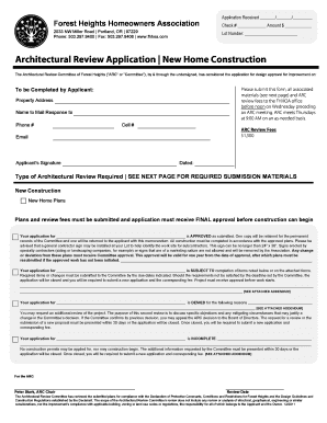 Fillable Online Architectural Review Application New Home Construction ...