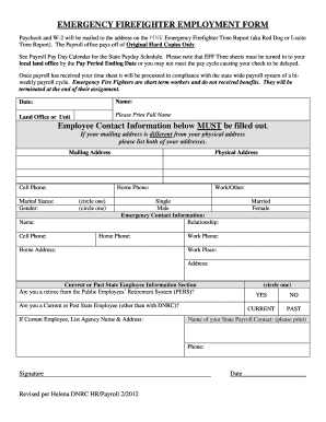 Fillable Online dnrc mt BEMERGENCYb FIREFIGHTER bEMPLOYMENT FORM ...