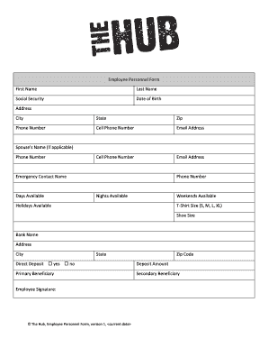 Fillable Online ocknights Bemployeeb personal bformb - ocknights Fax Email Print - pdfFiller