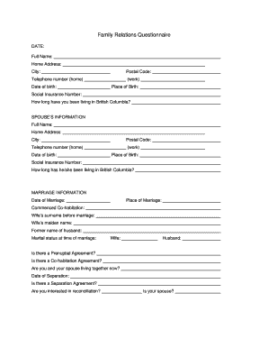 Fillable Online Family Relations Questionnairedoc Fax Email Print ...