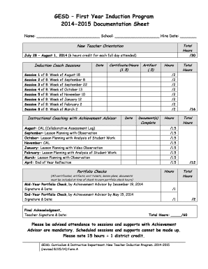 Fillable Online portals gesd40 FYI Documentation Sheet 2014-b2015b ...