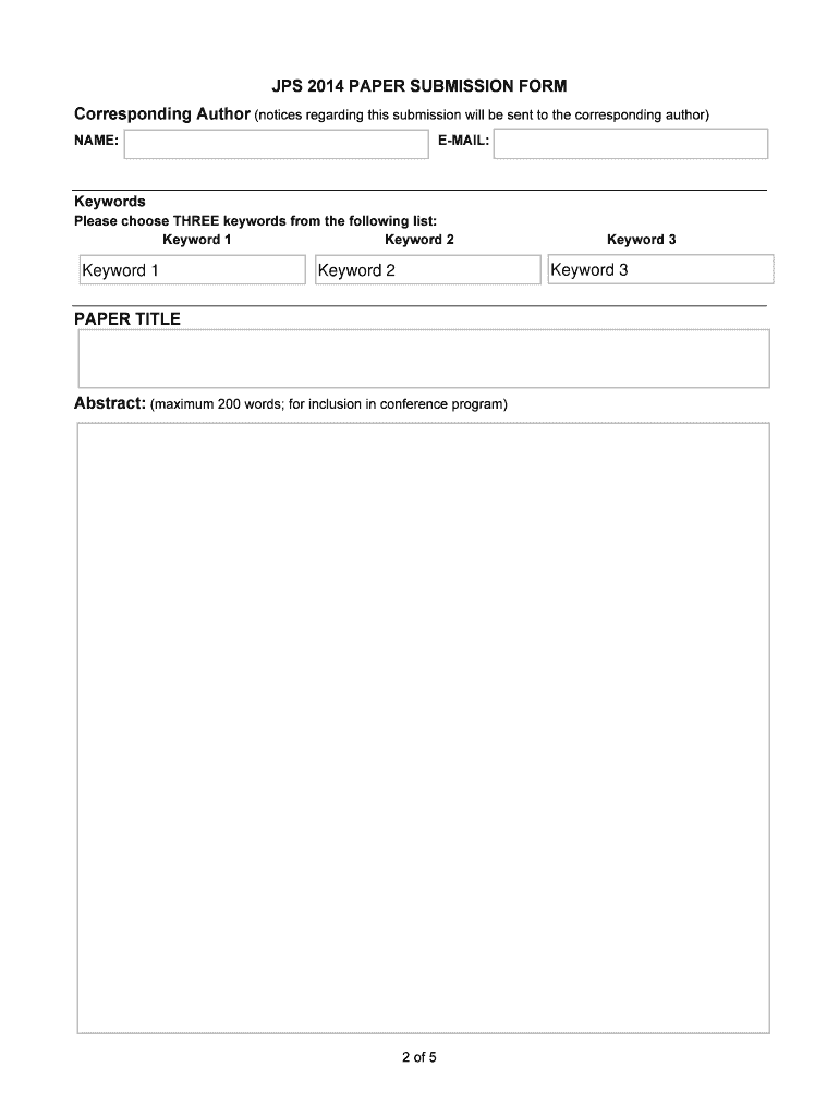 Fillable Online PAPER PRESENTATION SUBMISSION FORM Fax Email Print ...