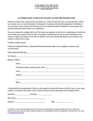 Fillable Online AUTHORIZATION TO RELEASE INCOME TAX RETURN INFORMATION ...