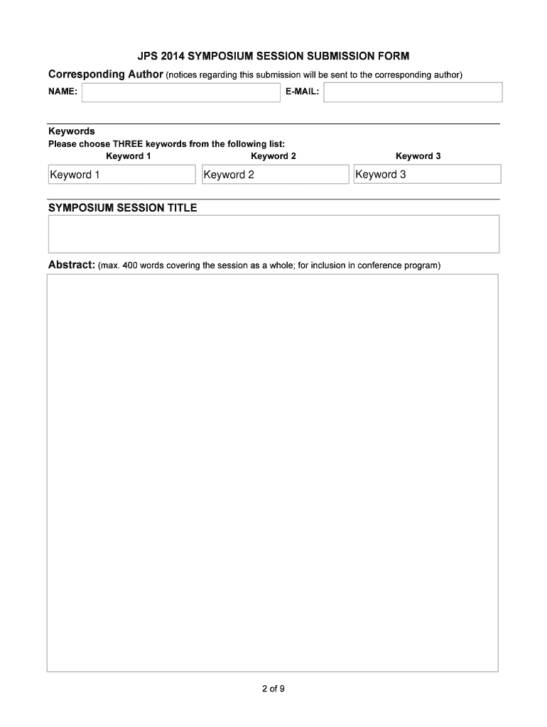 Fillable Online SYMPOSIUM SESSION SUBMISSION FORM - Jean Piaget Society Fax Email Print - pdfFiller