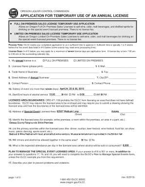 Fillable Online OREGON LIQUOR CONTROL COMMISSION APPLICATION FOR Fax ...