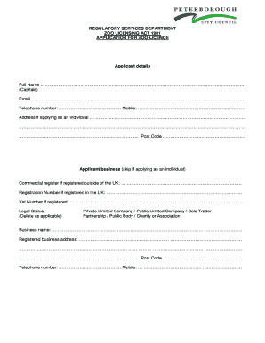 Fillable Online www2 peterborough gov Zoo Application Form ...