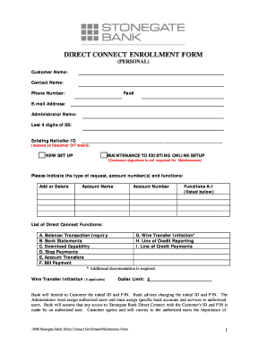 Fillable Online DIRECT CONNECT ENROLLMENT FORM Fax Email Print - pdfFiller