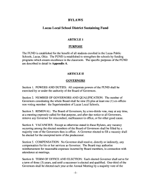 Fillable Online lucascubs BYLAWS Lucas Local School District Sustaining ...