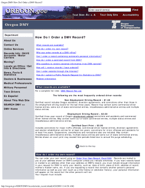 Fillable Online library state or Oregon DMV How Do I Order a DMV Record ...