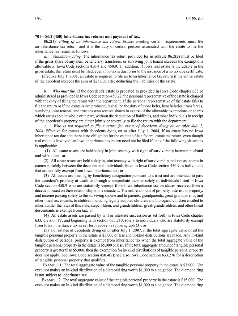 Fillable Online 2 (450) Inheritance tax returns and payment of tax Fax ...