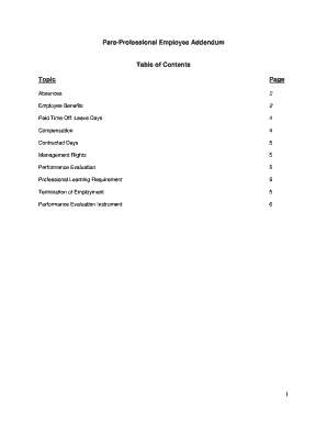 Fillable Online foxbay k12 wi Para-Professional Employee Addendum Table ...
