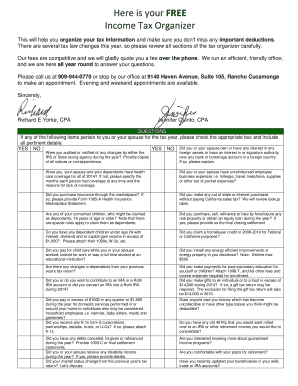 Fillable Online Here is your FREE Income Tax Organizer Fax Email Print ...