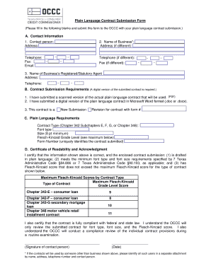 Fillable Online Plain Language Contract Submission Form (Please fill in ...