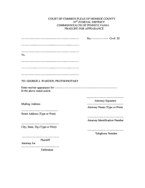 Fillable Online PRAECIPE FOR APPEARANCE Fax Email Print - pdfFiller