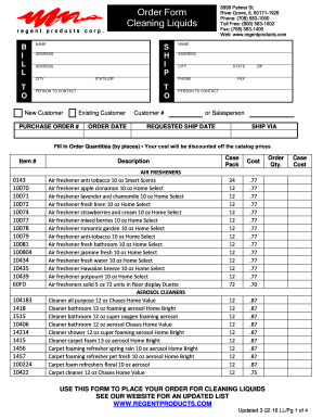 Fillable Online Order Form 8999 Palmer St River Grove IL Fax Email ...