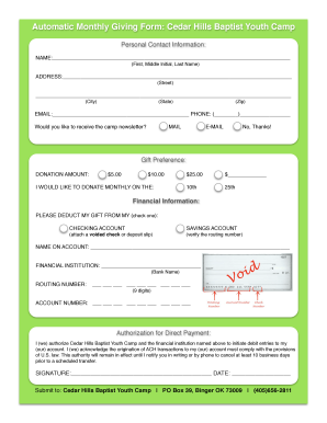 Fillable Online cedarhillsbyc Automatic Monthly Giving Form Cedar Hills ...