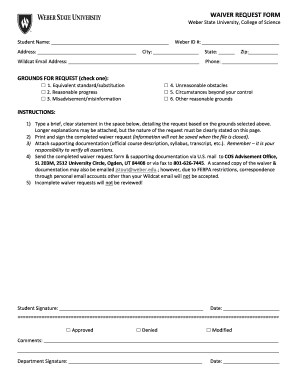 Fillable Online weber Waiver Request Form-3 - Weber State University ...