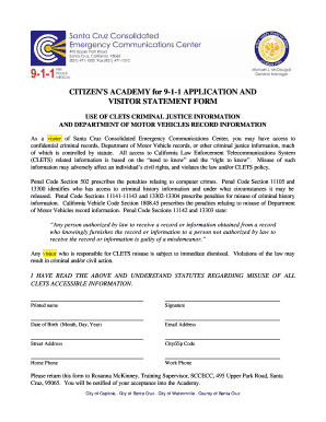 Fillable Online sccecc USE OF CLETS CRIMINAL JUSTICE INFORMATION AND ...