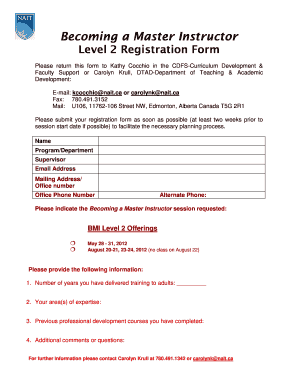Fillable Online nait Level 2 Registration Form - Northern Alberta ...