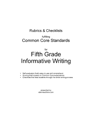 Fillable Online For Fifth Grade Informative Writing - All Write with Me ...