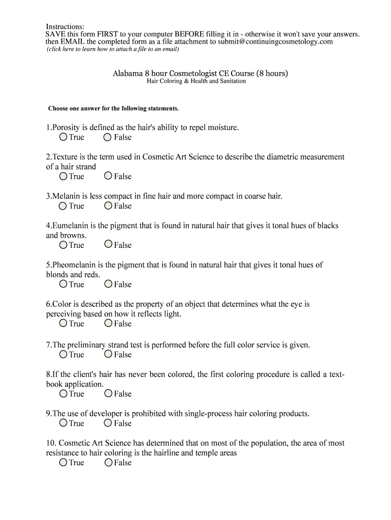 Fillable Online Choose one answer for the following statements Fax ...