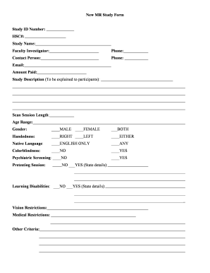 Fillable Online ccpweb wustl New MR Study Form Study ID Number HSC ...