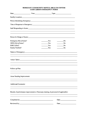 Fillable Online bcmhc BERKELEY COMMUNITY MENTAL HEALTH CENTER CODE ...