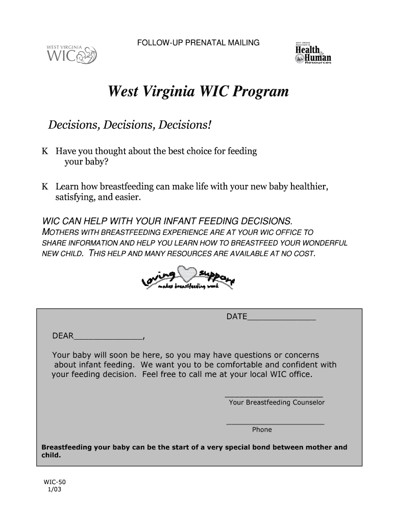 Fillable Online ons wvdhhr WIC-50.doc - ons wvdhhr Fax Email Print - pdfFiller